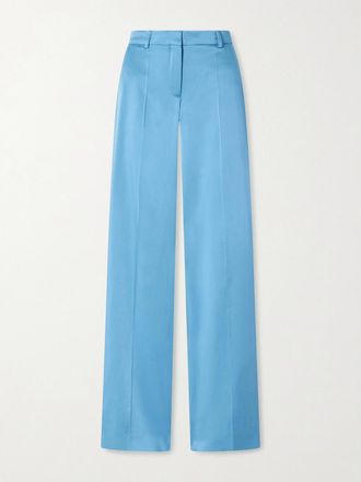 Stella McCartney Pantalon Large En Satin - Bleu