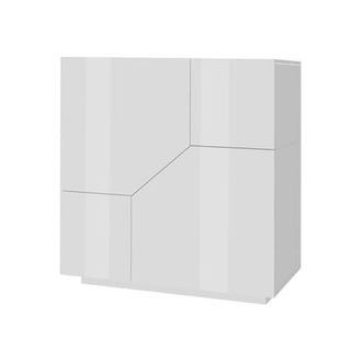 Dmora Kommode Domenico, Küchen-Sideboard mit 2 geometrischen Türen, Wohnzimmer-Buffet, Küchen-Sideboard, 100 % Made in Italy, 79 x 43 x 86 cm, glänzendes We