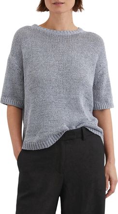 Marc O'Polo Damen Kurzarmpullover aus Strick Loose Fit, Blau (Nordic Sea), XXS