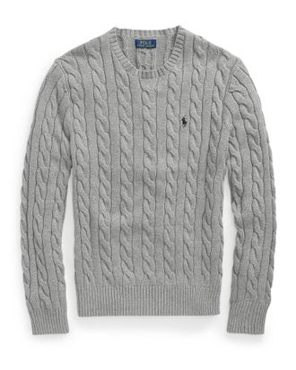 Ralph Lauren Rundhalspullover mit Zopfstrickmuster und kleiner Pony-Stickerei in