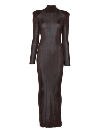 Self Portrait robe matelassée à col montant - BROWN