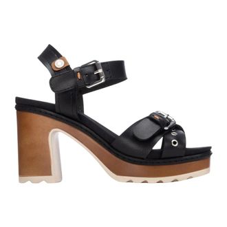 Refresh Femme, Chaussures, Noir, Taille: 38 EU Sandale &agrave; talon haut avec double bride crois&eacute;e et lani&egrave;re de cheville
