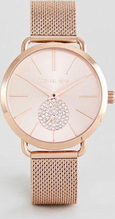 Michael Kors MK3845 Portia - Armbanduhr mit Netzband in Ros&eacute;gold, 37 mm