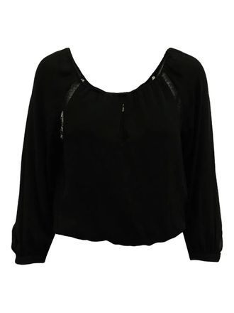 Alice & Olivia blouse en soie &agrave; d&eacute;tails en dentelle - Noir