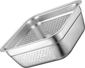 Cabilock Edelstahl Reissieb K&uuml;chensieb mit Flachem Boden Rutschfestes Gem&uuml;sewaschbecken Multifunktionales Abtropfsieb f&uuml;r Haushalt K&uuml;che