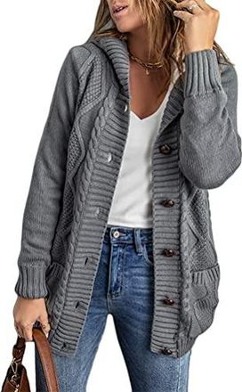 ORANDESIGNE Cardigan Femme Grande Taille Gilet à Manches Longues Tricot Cardigan Long pour Vous Garder au Chaud en Automne et Hiver Casual Châle Élégant Gilets et