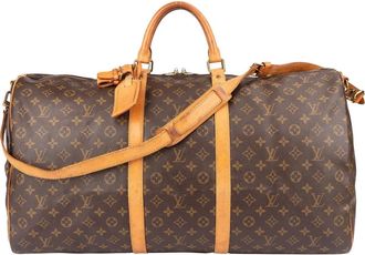 Louis Vuitton Crossbody Bags - Louis Vuitton Monogram Canvas Keepall 60 Bandoulie - Gr. unisize - in Braun - f&uuml;r Damen