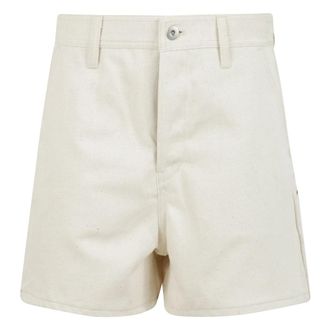 Jil Sander Femme, Shorts, Beige, Taille: W26 Short en denim avec application logo en cuir