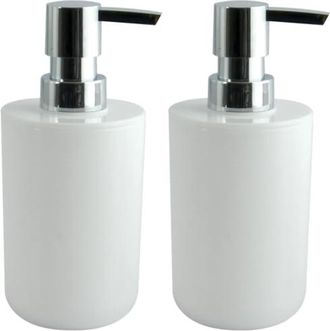 MSV Seifenspender Inagua Fl&uuml;ssigseifen-Spender, Fassungsverm&ouml;gen 7 x 7 x 16 cm - Wei&szlig; (Packung mit 2)