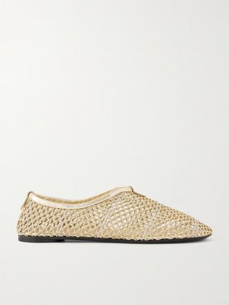 Loro Piana Chaussures Plates En Résille Métallisée À Finitions En Cuir Floaty - Doré