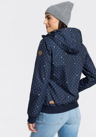 Ragwear Outdoorjacke NUGGIE DOTS O aus Polyester, h&uuml;ftlange Passform, hochschlie&szlig;ender Kragen