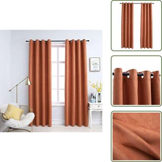 vidaXL Vidaxl - Rideaux occultants et anneaux en m&eacute;tal 2 pcs Rouille 140x225 cm - Rideaux Occultants - Rideaux D&eacute;coratifs - Rideaux Taupe - Rideaux Pour