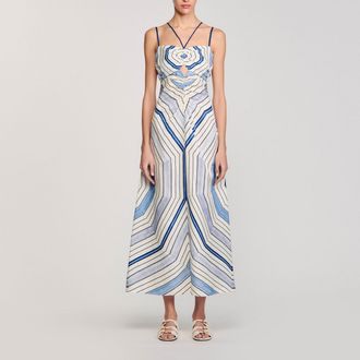 Sandro Robe longue &agrave; imprim&eacute; spirales