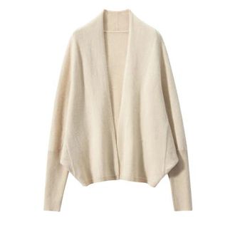 Generic Cardigan classique en cachemire &agrave; manches longues pour femme - Couleur unie - Haut doux et ample, Beige, taille unique