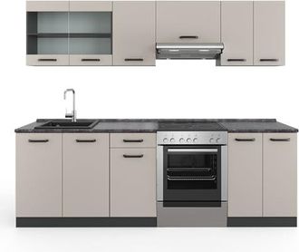 Vicco Ligne de Cuisine R-Line, Cachemire/Anthracite, 240cm, PT Anthracite