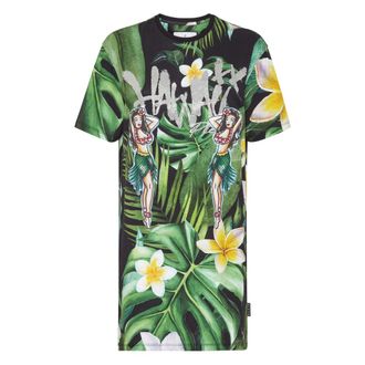 Philipp Plein T-Shirt Rundhals Hawaii - - Dresses - Damen - Gr&uuml;n - S