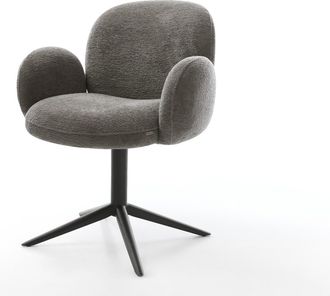 DELIFE Drehstuhl Nube-Flex mit Armlehnen Boucl&eacute; Soft Schlamm Fu&szlig;kreuz Schwarz 360&deg; drehbar Wippfunktion Taschenfederkern, Esszimmerst&uuml;hle