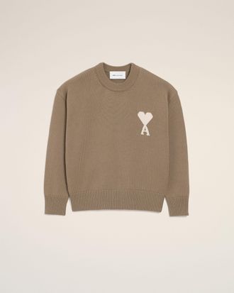 Ami Pull Beige Col Rond Ami De Coeur en Laine Et Coton Beige Taupe & ecru - XXL - Unisex