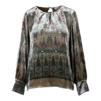 Pierre-Louis Mascia Femme, Blouses et Chemises, Brun, Taille: 40 FR Chemisier en Velours 82% Viscose 18% Soie