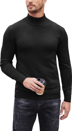 Coofandy Herren Pullover Classic Fit Turtleneck Unterhemd Warm Slim Fit Freizeit Herren Winterpullover Schwarz XXXL