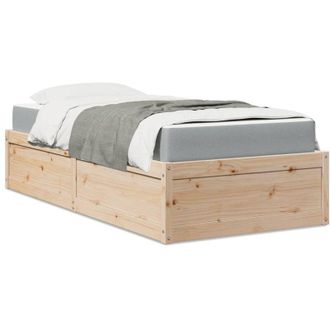 vidaXL Bett mit Matratze 90x190 cm Massivholz Kiefer Vidaxl