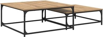 vidaXL vidaXL Table basse 2 pcs Ch&ecirc;ne artisanal Bois ding&eacute;nierie
