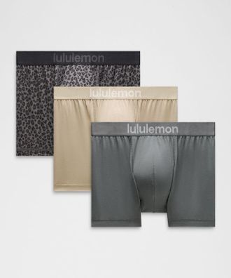 lululemon Always In Motion Boxershorts 3er-Pack f&uuml;r M&auml;nner - 8 cm - Gr&ouml;&szlig;e 2XL in True Leopard Mini Wp Black Multi/Onyx Grey/Wacky Khaki