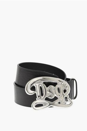 Dsquared2 Leather Belt with Logo Buckle 40mm size 105