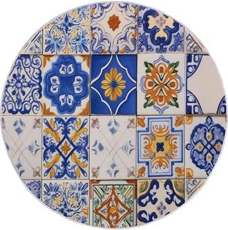 Generic Home Tapis Rond Life Tapis de Jeu, 180 cm (Round) pour la Chambre, Convient aux Enfants Carreaux Patchwork Style boh&egrave;me Facile dentretien, r&eacute;sistant B