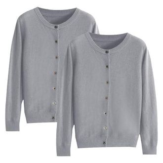 Generic Lot de 2 cardigans pour femmes de couleur unie à manches longues pour femmes, cardigan décontracté en tricot ouvert sur le devant pour femme, Cardigan