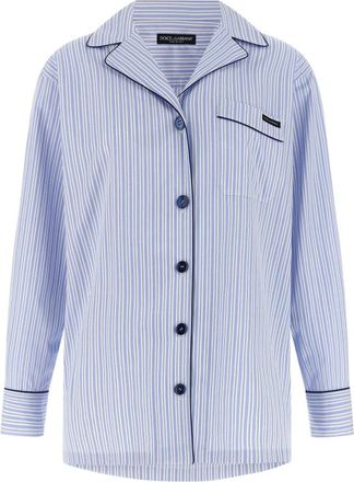 Dolce & Gabbana Femme, Blouses et Chemises, Bleu, Taille: 36 FR Chemise Vanity en tissu ray&eacute;