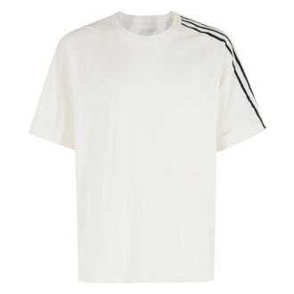 Yohji Yamamoto Raw Edge 3-Stripes Kurzarm-T-Shirt - - Tops - Herren - Wei&szlig; - L