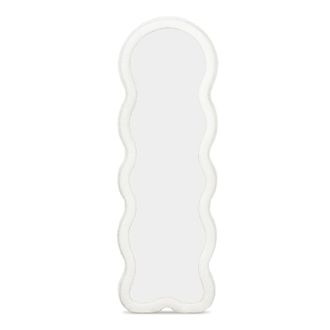 IDMarket Wellenspiegel aus cremefarbenem Boucl&eacute;-Stoff 150 x 50 cm