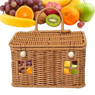 Generico Rattan - Gewebematerial 30 x 25 cm, Design in Form eines Hauses, tragbarer Organizer, langlebiger Beh&auml;lter, dekorativ f&uuml;r zu Hause | elegante L&ouml;sung