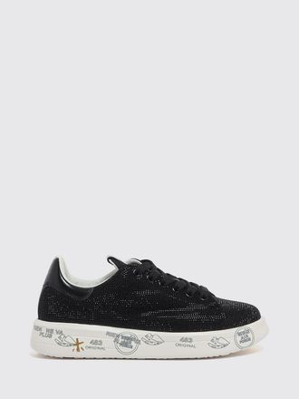 Premiata Baskets Belle en cuir avec strass et semelle chunky