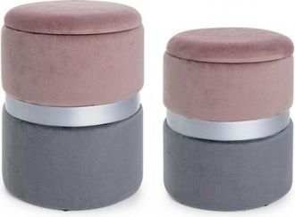BIZZOTTO Bizzotto - Ensemble de deux poufs ouvrants modernes gris rose gris