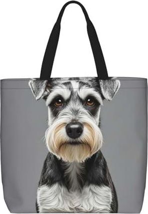 Generic Schnauzer Sac Fourre-Tout R&eacute;utilisable Tote Bag D&eacute;contract&eacute; Sac A Main Femmes Pour Travail Shopping Universit&eacute;
