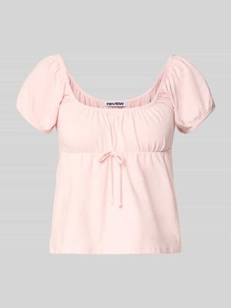 Review T-Shirt im Allover-Look mit Schn&uuml;rung