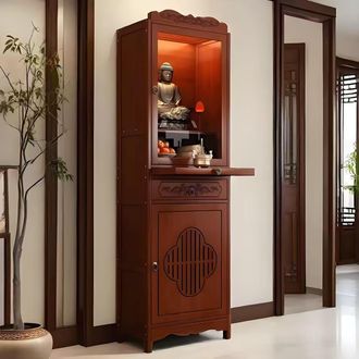 Generic Chinesischer buddhistischer Altartisch mit staubdichter T&uuml;r - Opfergabentisch im chinesischen Stil, Meditationsschrein mit Schubladen und Stauraum, de