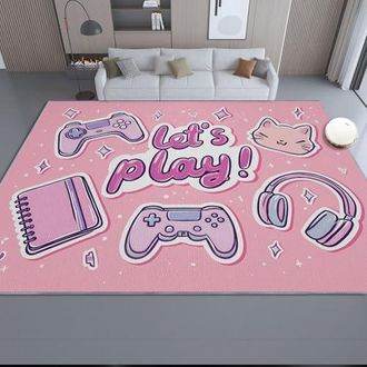 Generic Rose Tapis pour Salon 140 x 200 cm, Lavables avec Dos Antid&eacute;rapant, Tapis &agrave; Poils Courts Imprim&eacute; Mignon Dessin Anim&eacute; Jeux Personnage pour Cuisine Sall