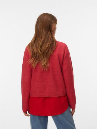 Vero Moda Strickjacke VMFIONA LS SHORT BUTTON CARDIGAN GA BOO mit Wolle und Stretch