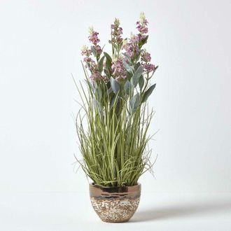 Homescapes Homescapes - Kunstblumen Lavendel in brauner Topf, rosa, 66 cm hoch