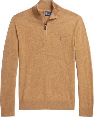 Polo Ralph Lauren Homme, Pulls, Beige, Taille: XL Pull à demi-zip avec logo brodé