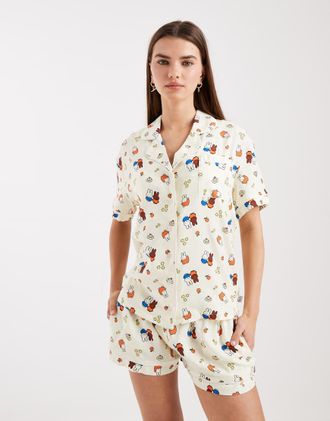 Daisy Street x Miffy - Pyjama in Gelb mit passendem Hemd und Shorts-Bunt