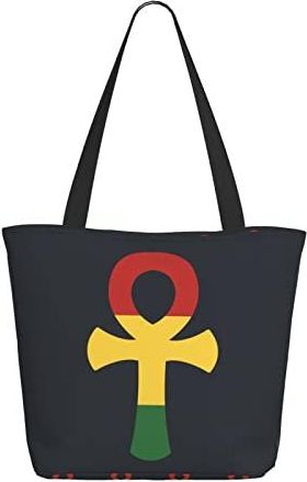 AOOEDM Sac &agrave; provisions Rasta Ankh Egyptiens pour femme 33 x 27,9 x 17,8 cm. Le cadeau parfait pour la Saint-Valentin. Cest de la Saint-Valentin pour maman, 