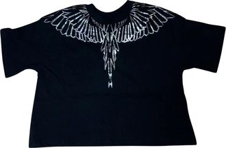 Marcelo Burlon Crop Silver Wings T-Shirt - - Tops - Damen - Schwarzk - XS