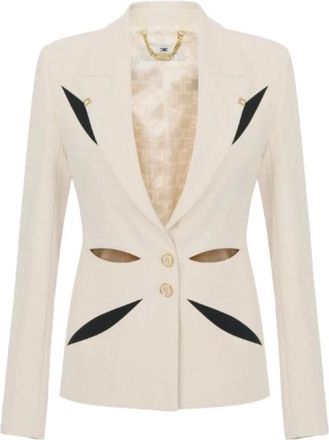 Elisabetta Franchi Femme, Vestes, Beige, Taille: 40 FR Veste L&eacute;g&egrave;re en Cr&ecirc;pe