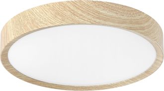 Eglo LED Deckenlampe au&szlig;en Musurita, Au&szlig;enleuchte f&uuml;r Wand und Decke, Outdoor Deckenleuchte aus Metall in Holz-Optik, warmwei&szlig;, IP44,? 34 cm