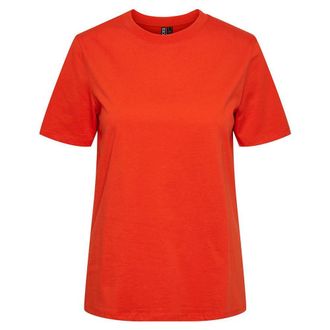 Pieces Damen Pcria Ss Solid Tee Noos Bc, Tangerine Tango,M