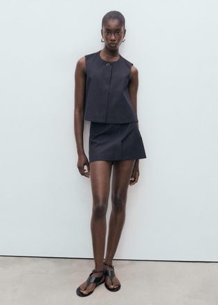 Mango Jupe courte rayures tennis bleu marine - Femme - S - MANGO